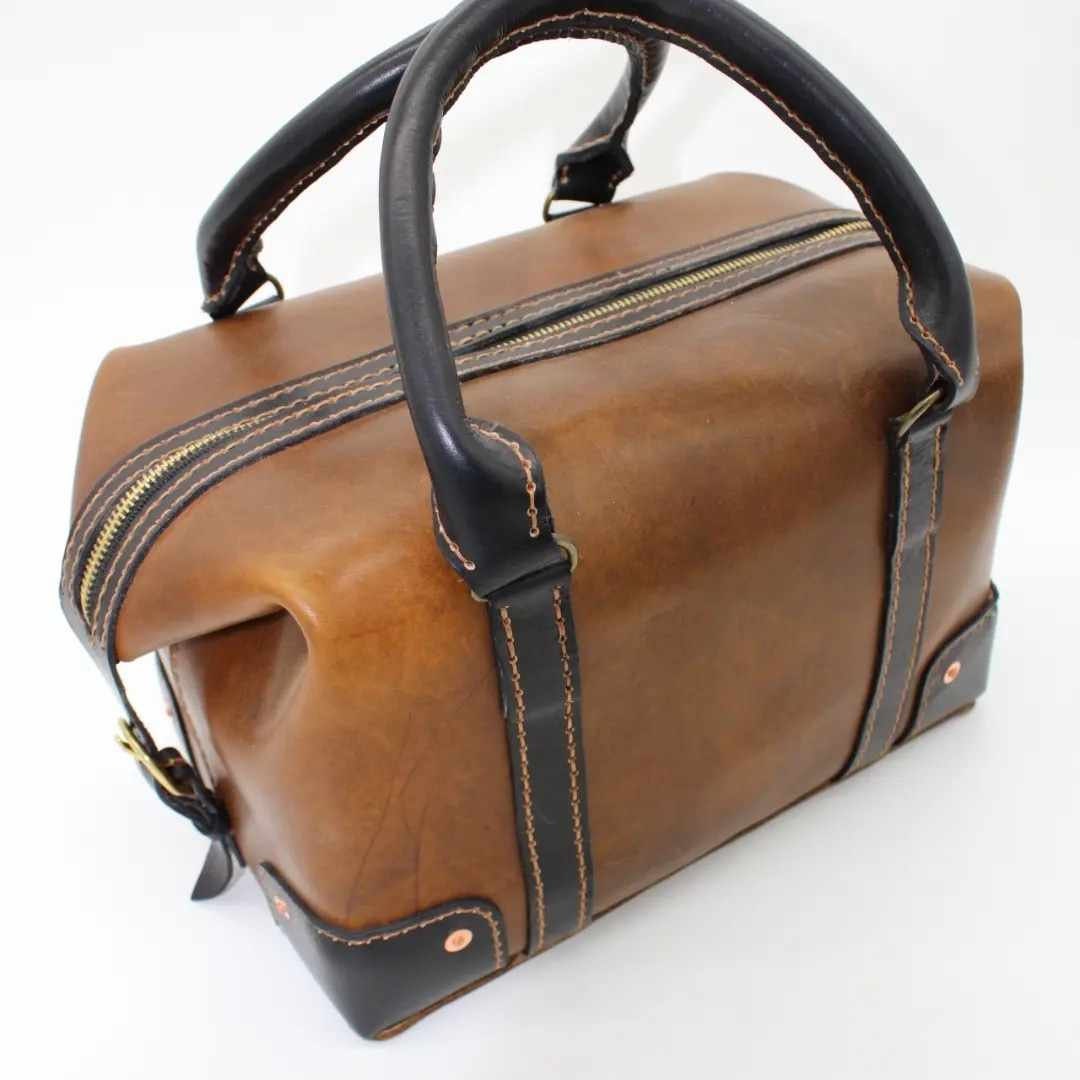 Real Leather Doctor Style Bag in Brown and Black With Zip Closure - Etsy