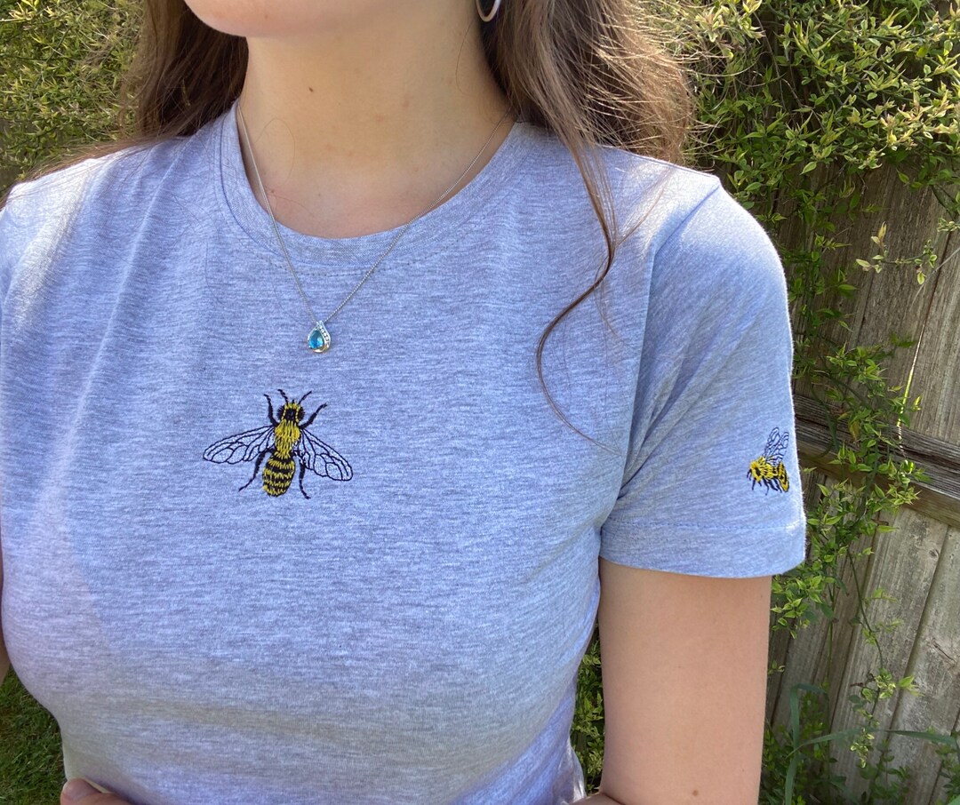 Embroidered Bee T-shirt, T-shirt, Bee, Bumble Bee, Honey Bee, Honey ...