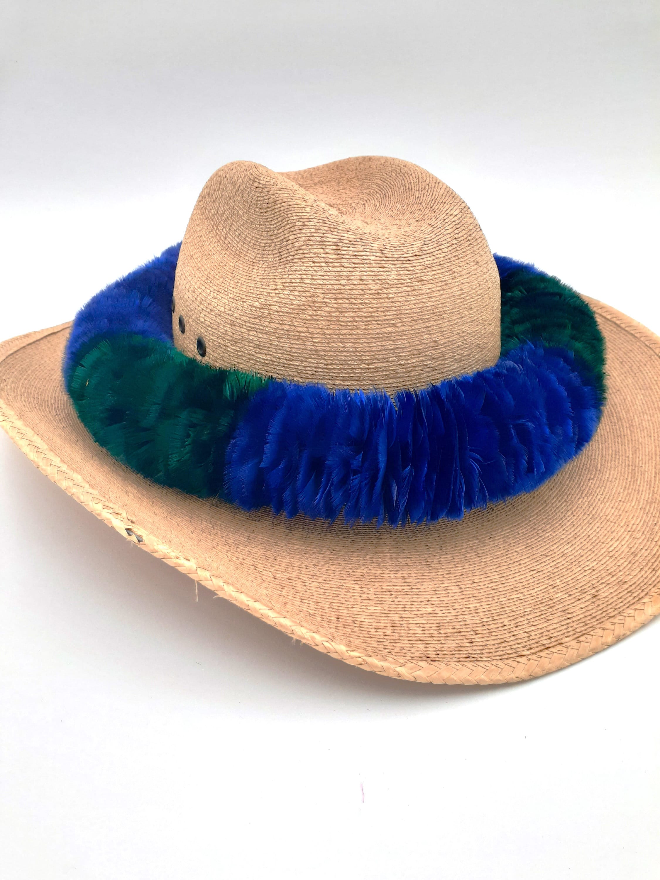 Royal Blue and Emerald Lei Hulu Poepoe, Lei Humu Papa, Maui Feather Lei ...