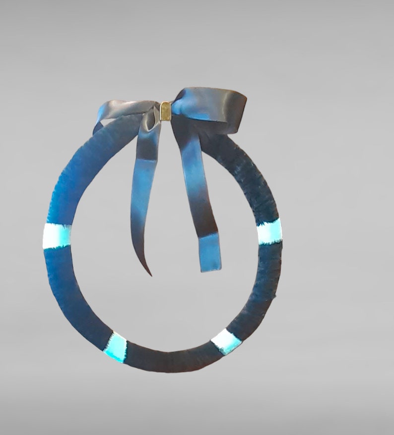 Black and Light Teal Lei Hulu Kamoe, Maui Feather Lei, Handmade Custom ...