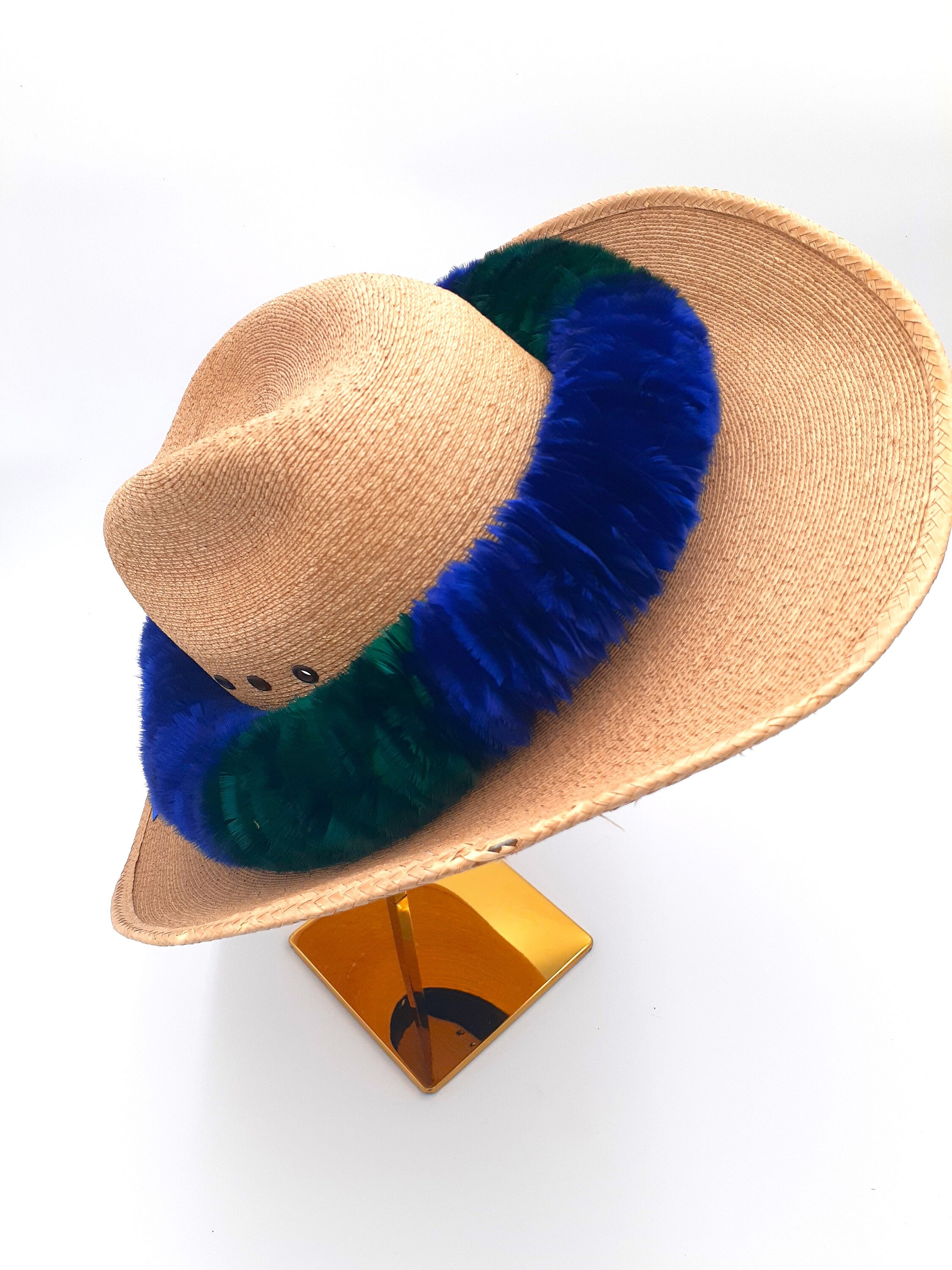 Royal Blue and Emerald Lei Hulu Poepoe, Lei Humu Papa, Maui Feather Lei ...