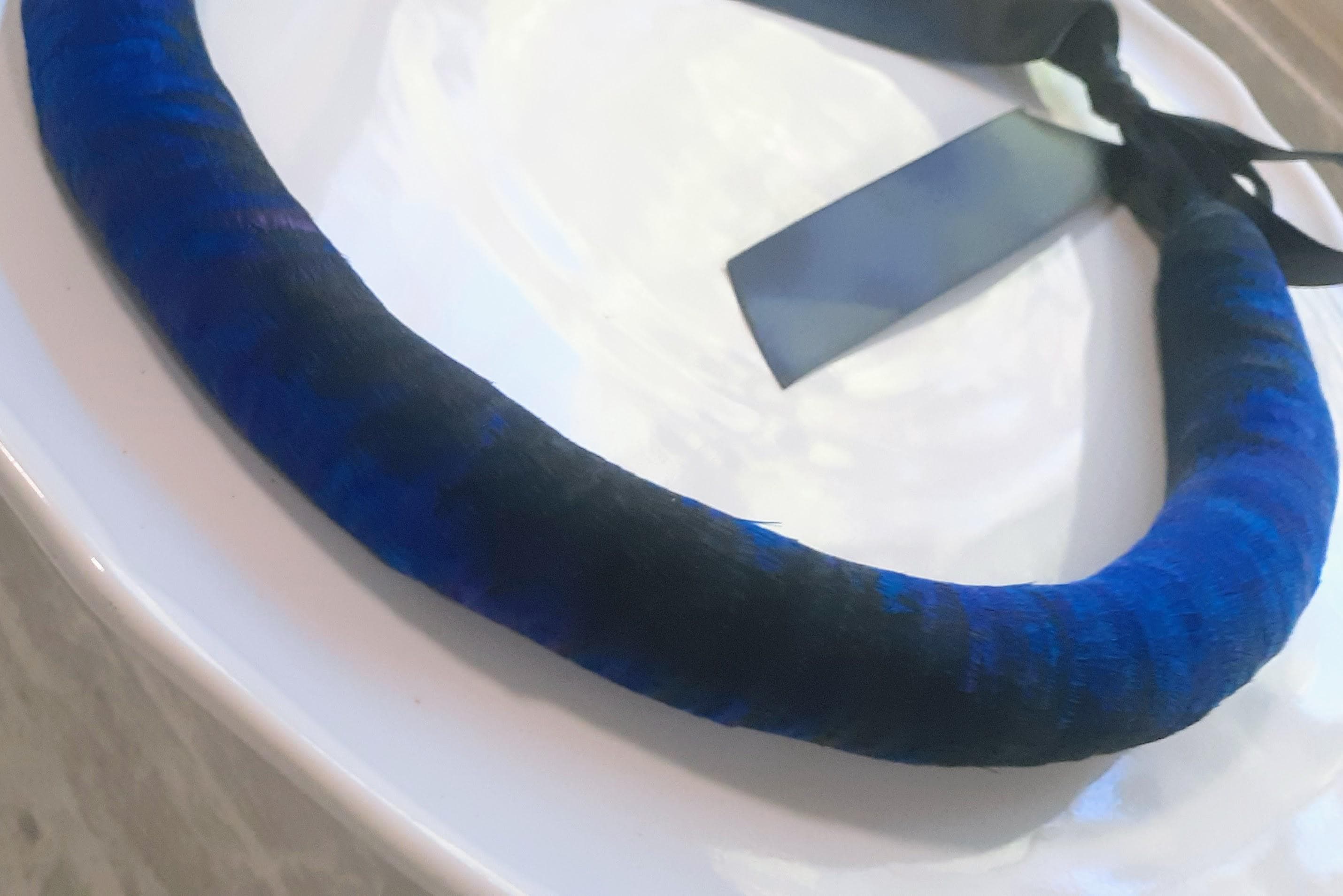 Royal Blue and Black Spiral Lei Hulu Kamoe, Custom Graduation Lei, Lei ...