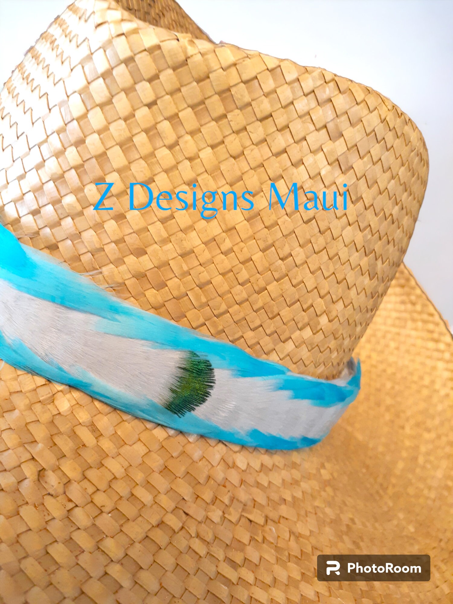 Turquoise and Silver Grey Goose Feather Hat Band With Peacock Accents ...