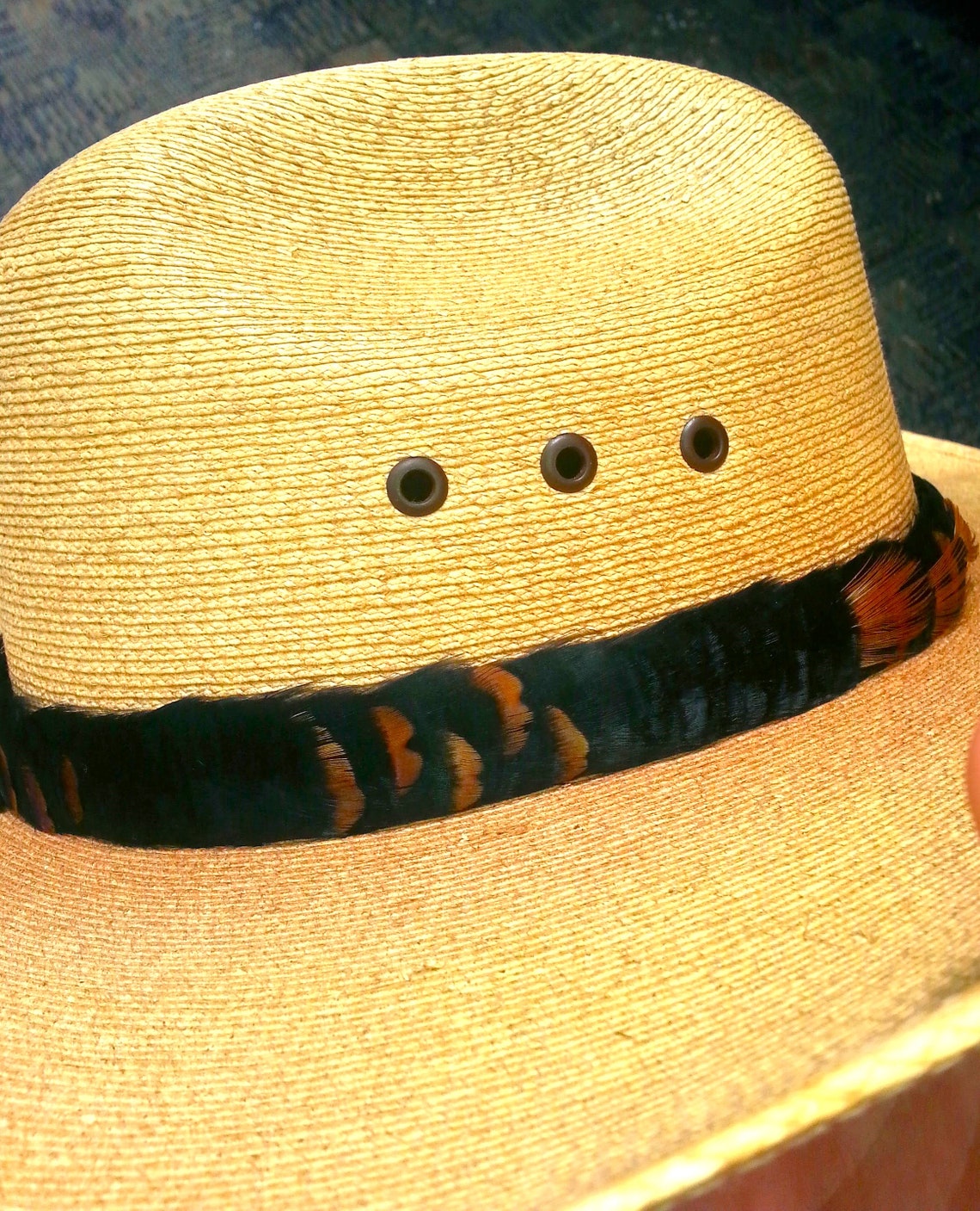 Black Goose Feather Hat Band With Ringneck Pheasant Accent, Hawaiian ...