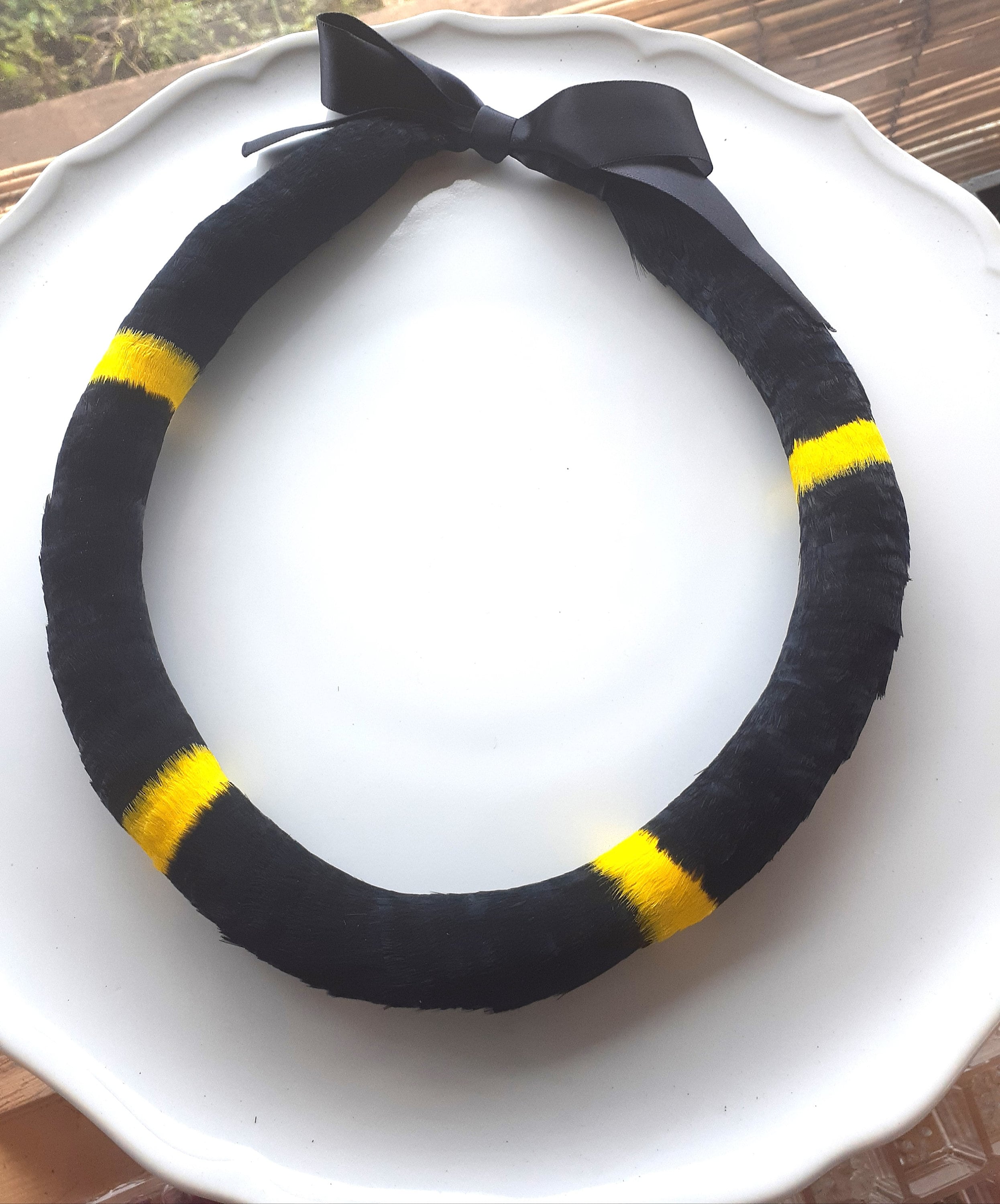 Black and Yellow Lei Hulu Kamoe, Custom Graduation Lei, Lei Po'o ...