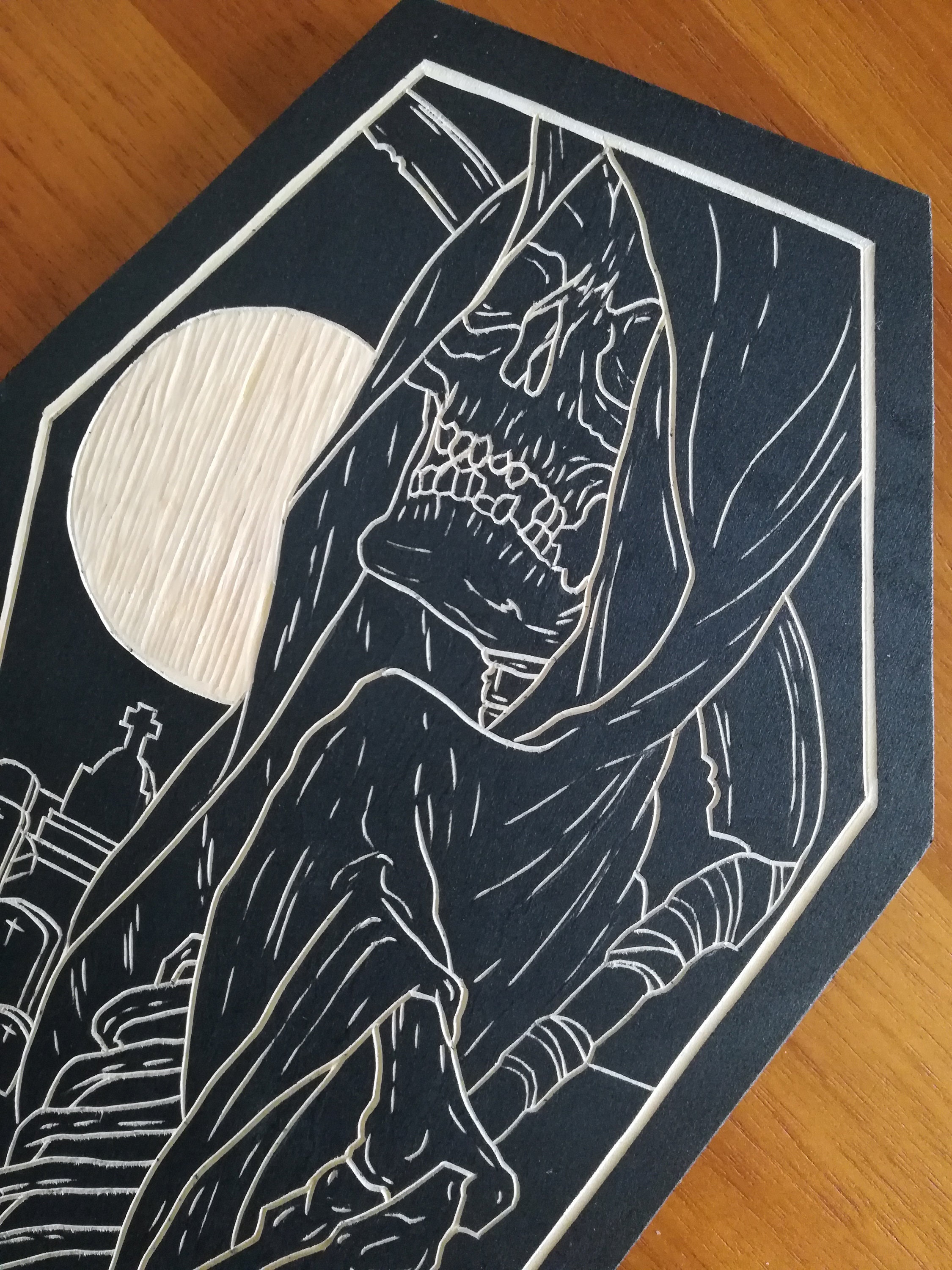 Skeleton Engraved on Wood in Tarot Style, Engraving, Home, Goth, Gothic ...