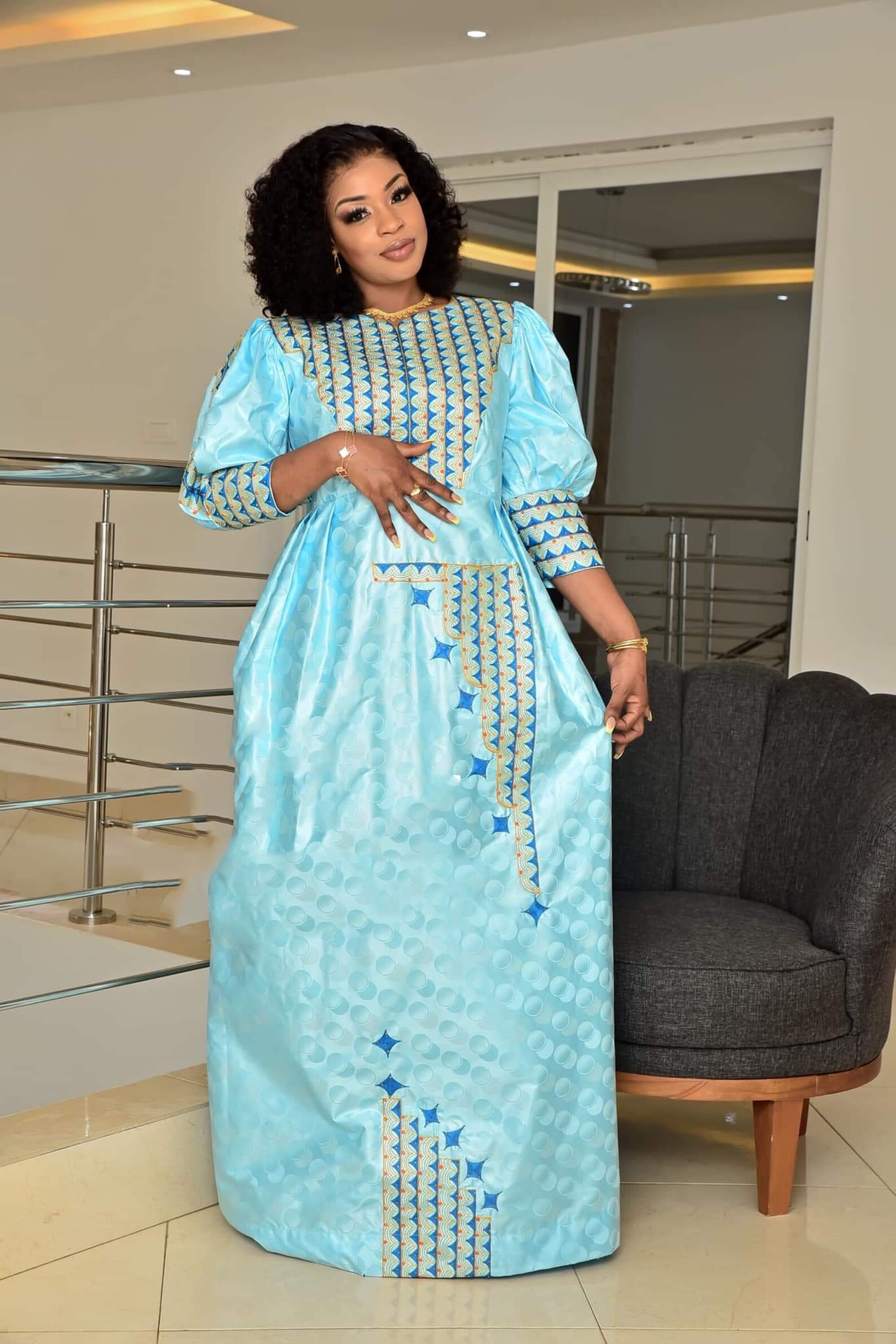 Bazin Gown, Getzner Super Magnum, Bazin Rich Fabric, African Fabric ...