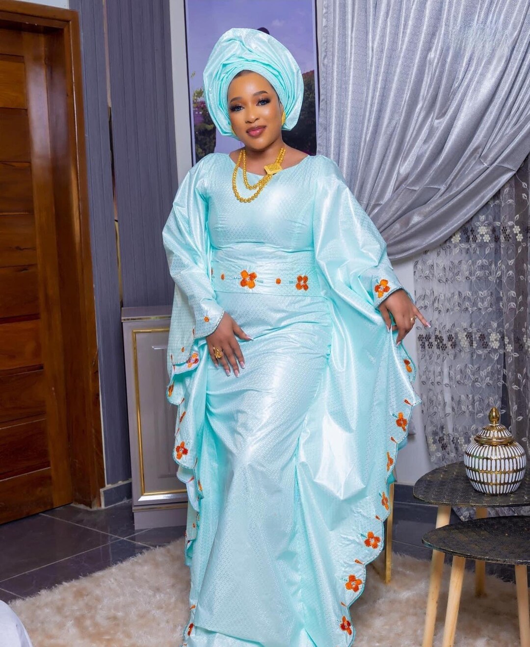 Bazin Gown, Getzner Super Magnum, Bazin Rich Fabric, African Fabric ...