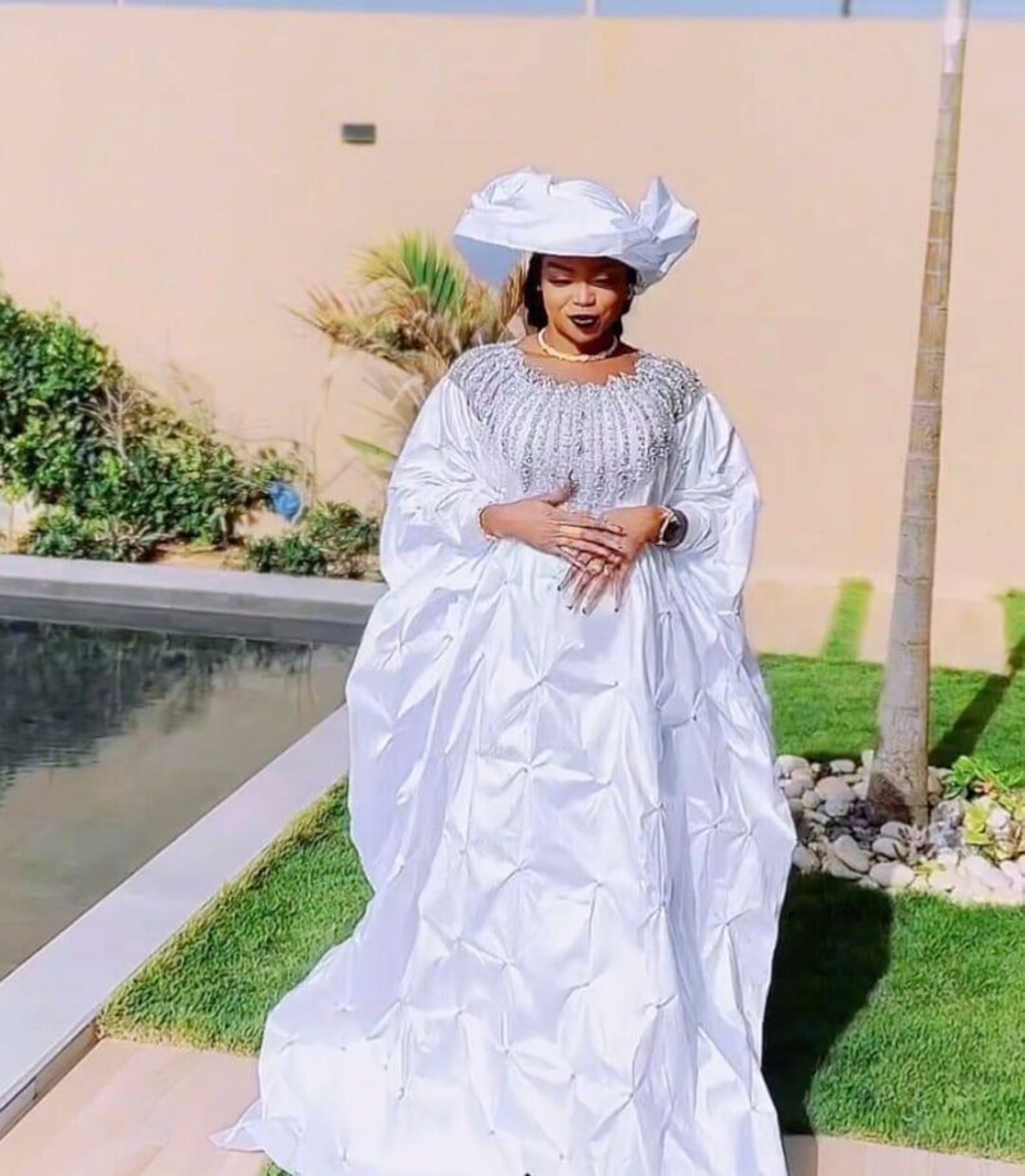 Bazin Rich Fabric, African Dress for Women Wedding Guest, Senegalese ...