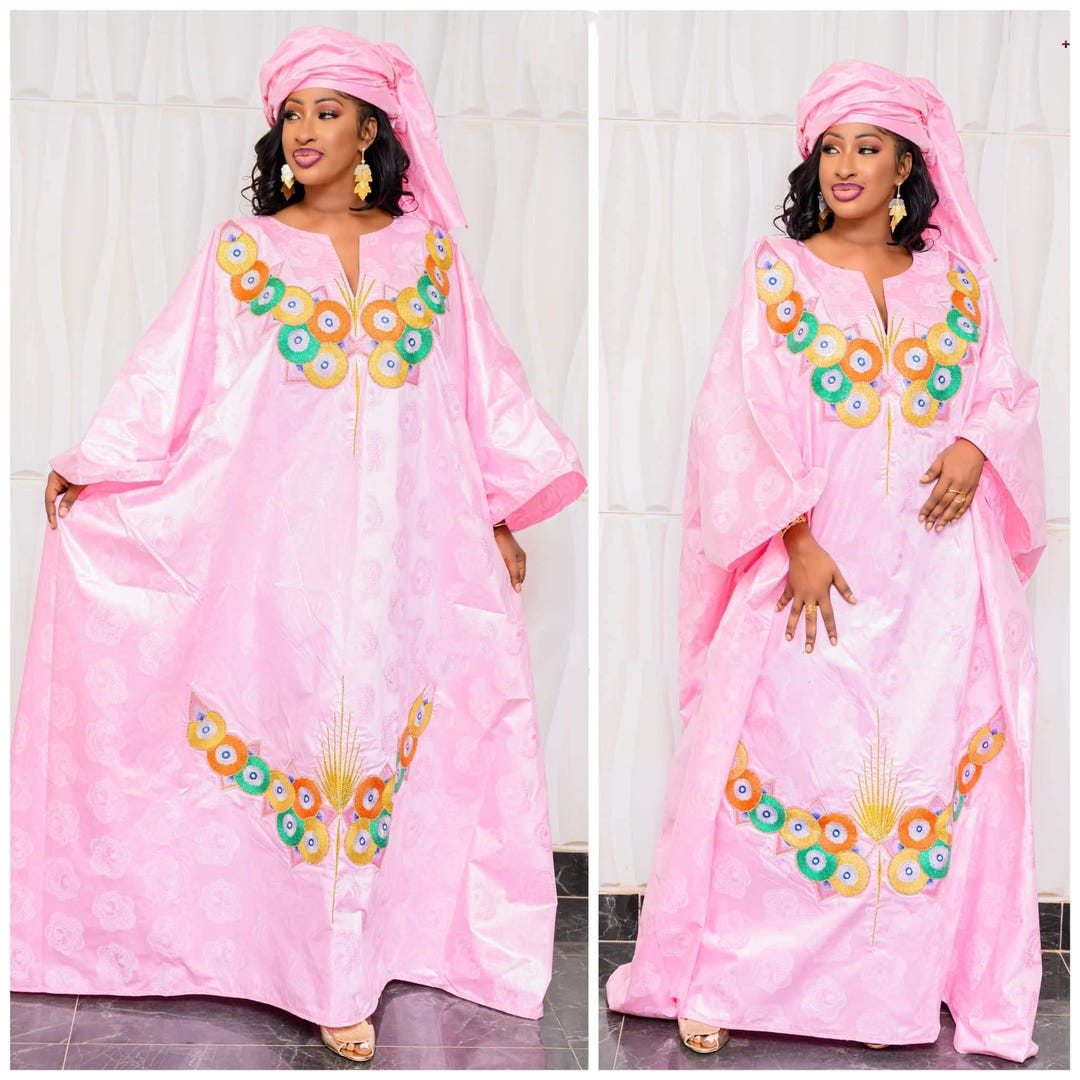 Bazin Rich Fabric, African Dress for Women Wedding Guest, Senegalese ...