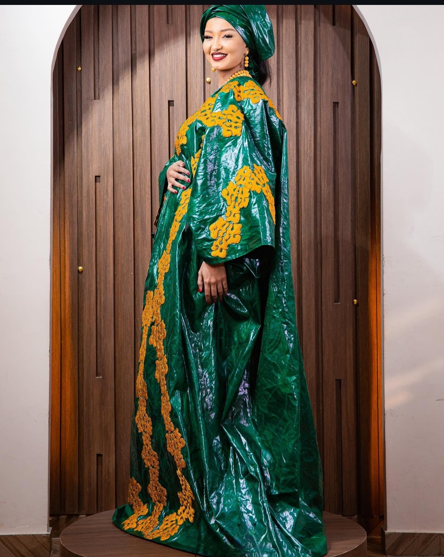 Bazin Rich Fabric, African Dress for Women Wedding Guest, Senegalese ...