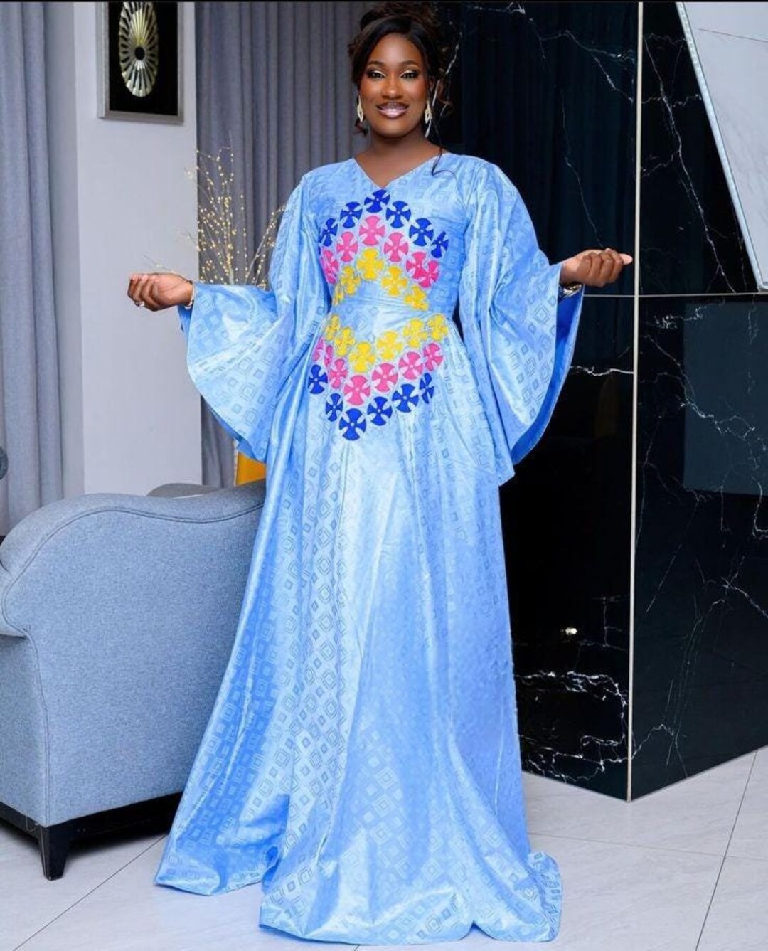 Bazin Gown, Getzner Super Magnum, Bazin Rich Fabric, African Fabric ...