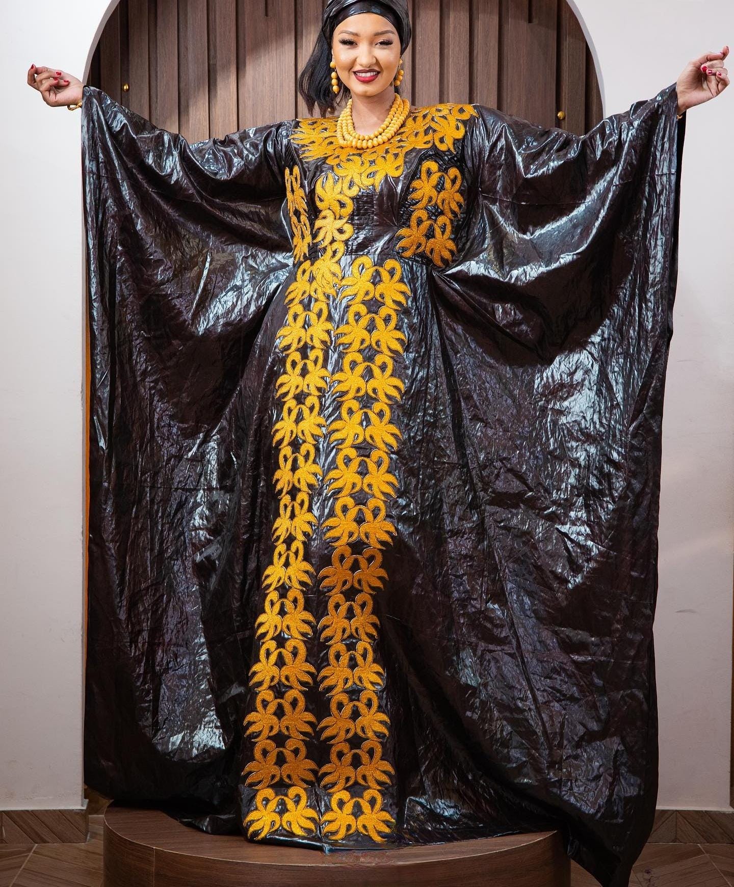 Bazin Rich Fabric, African Dress for Women Wedding Guest, Senegalese ...