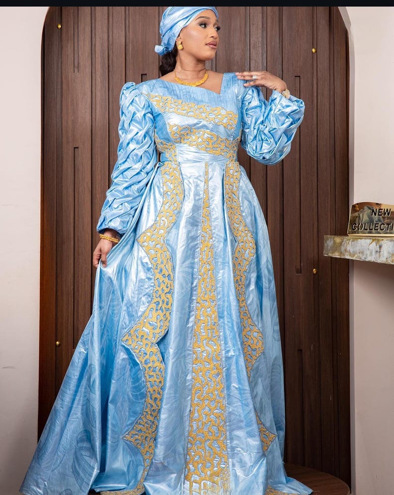 Bazin Gown, Getzner Super Magnum, Bazin Rich Fabric, African Fabric ...
