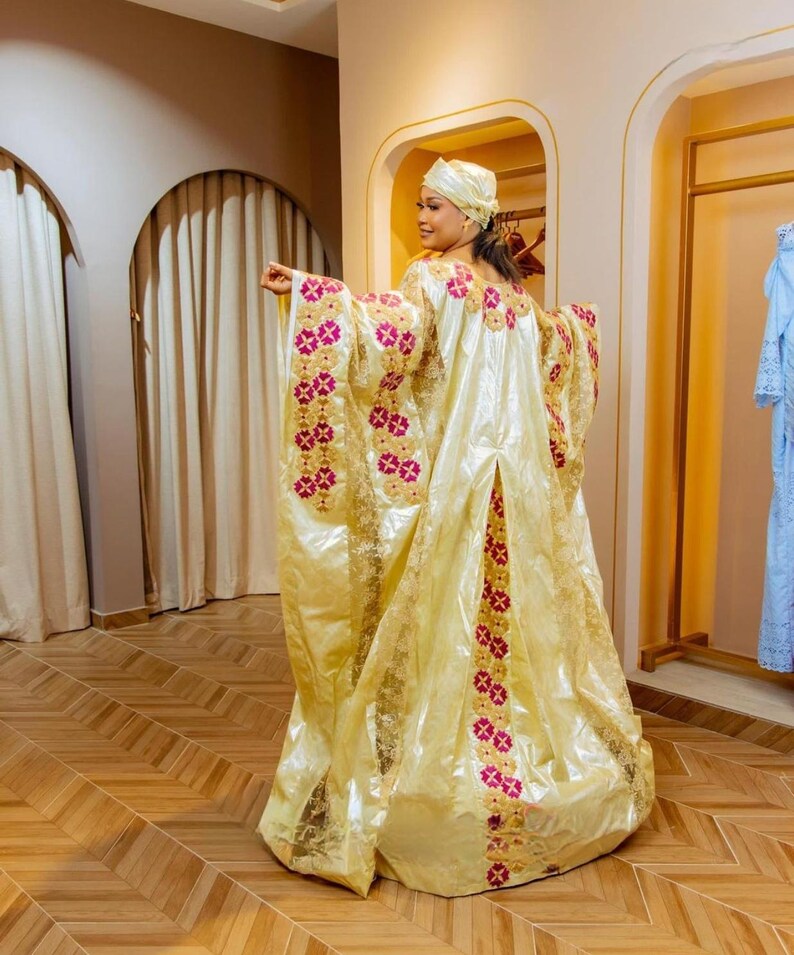 Bazin Rich Fabric, African Dress for Women Wedding Guest, Senegalese ...