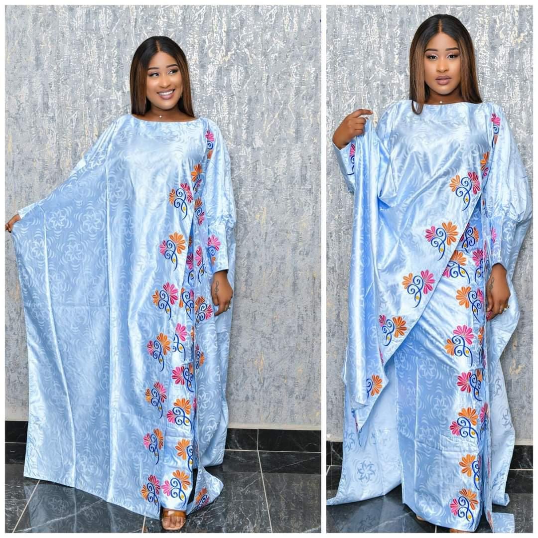 Traditional Bazin Boubou With Embroidery, Boubou Kaftan, Bazin Boubou ...