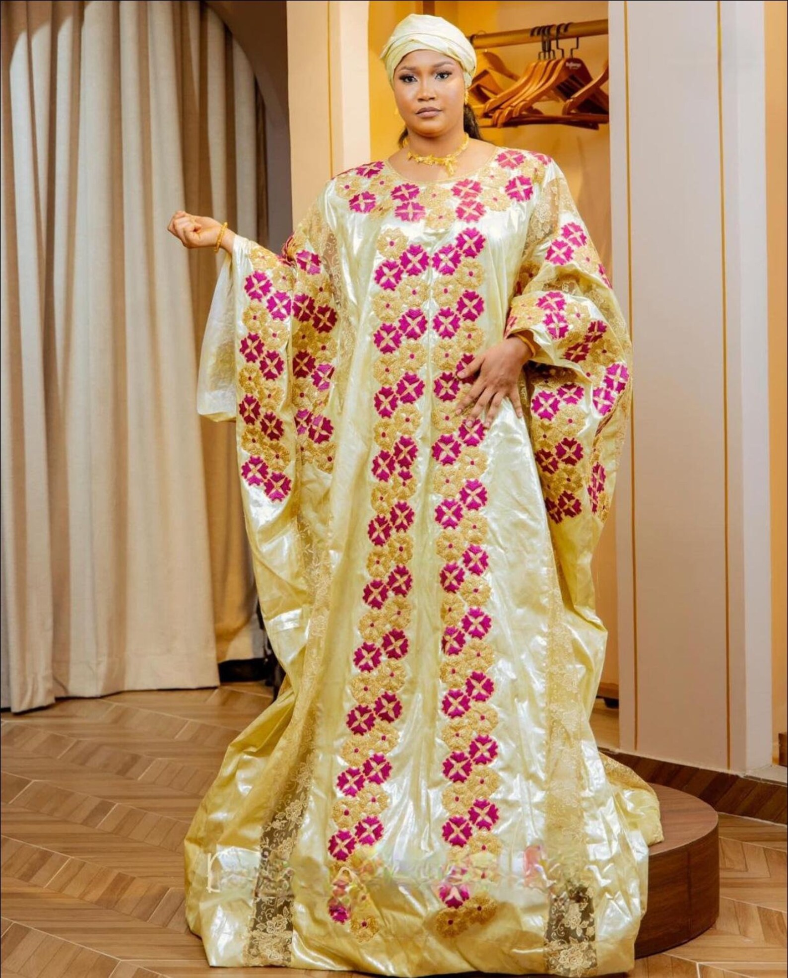 Bazin Rich Fabric, African Dress for Women Wedding Guest, Senegalese ...