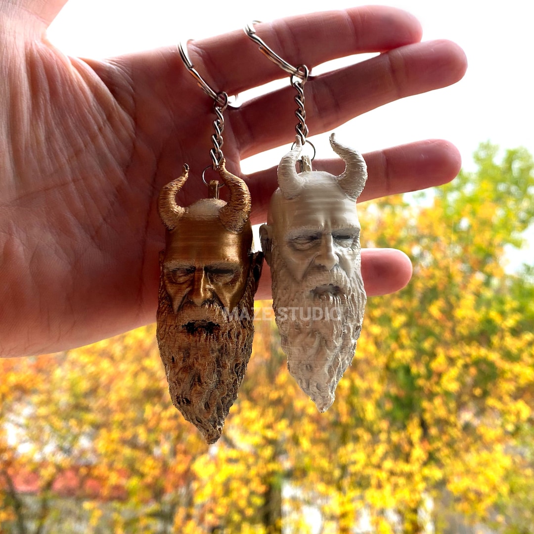 God of War Keychain, Mimir Head Keychain, Mimir Keyring - Etsy