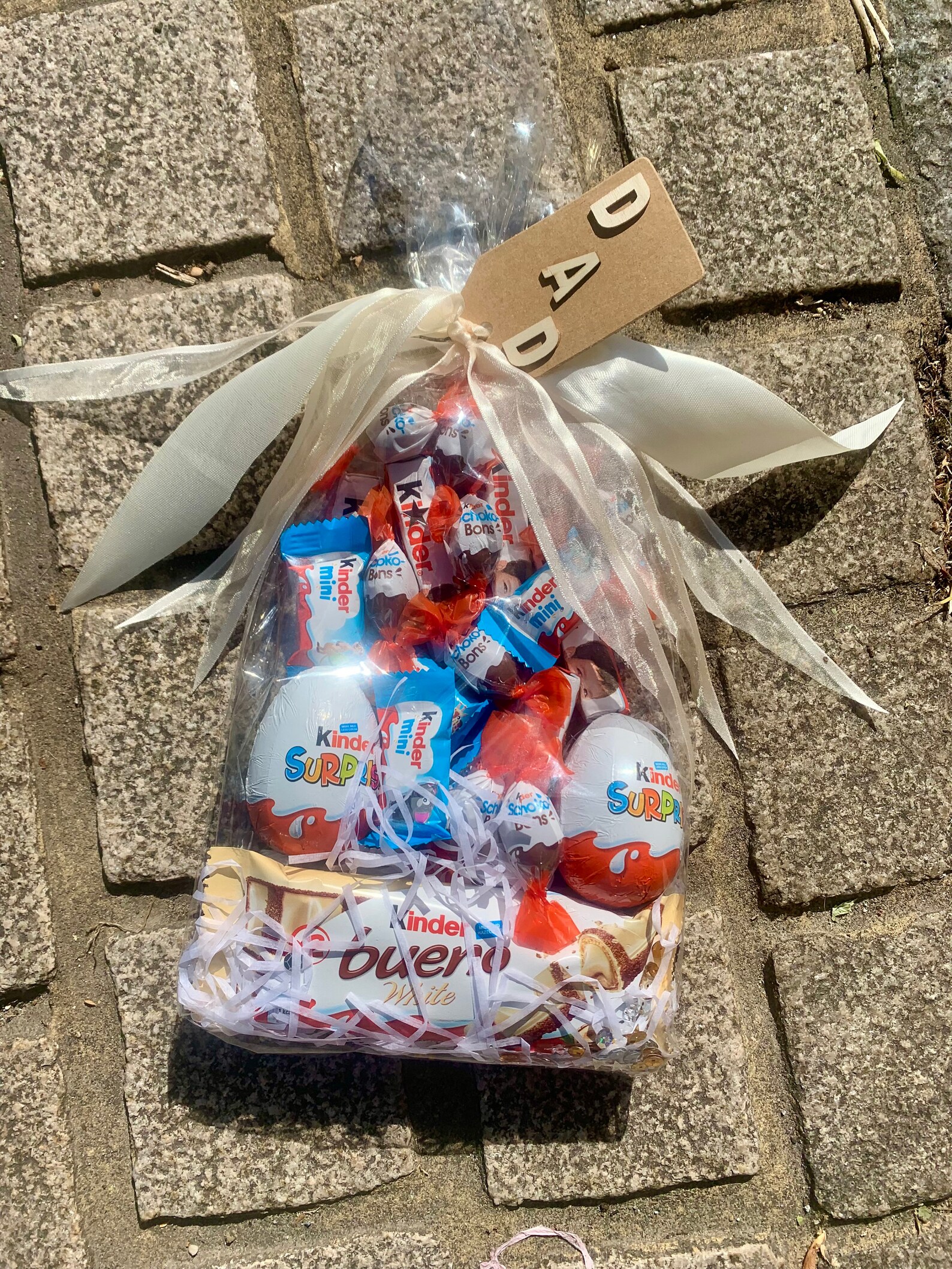 Kinder bueno, Surprise chocolate kinder gift bag with personalised tag ...