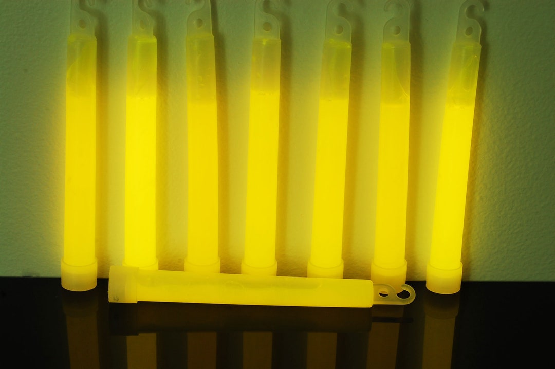 Directglow 6 Inch Yellow Safety Glow Sticks With Lanyards Bright Neon ...