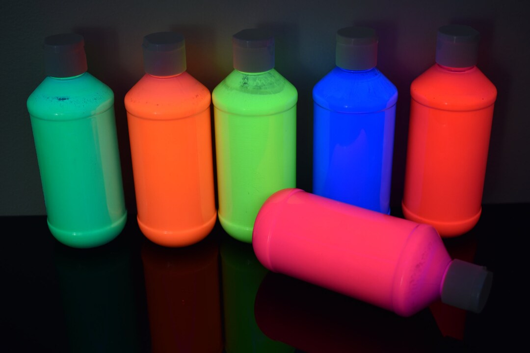 Directglow 8oz 6 Color Assorted UV Blacklight Reactive Fluorescent ...