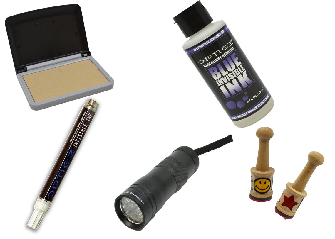 Opticz UV Blacklight Reactive Invisible Blue Ink Hand Stamping | Etsy