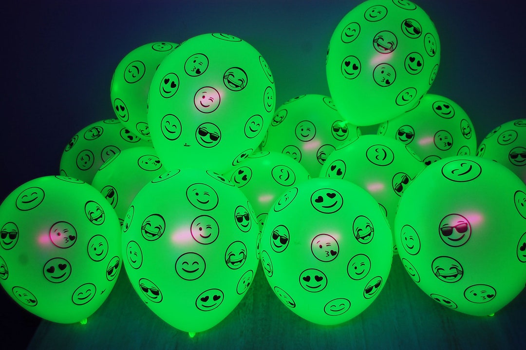 Yellow Latex 11 Inch UV Blacklight Reactive Neon Emoji Glow Party ...