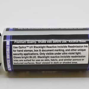 Opticz UV Blacklight Reactive Invisible Blue Ink Hand Stamping Document ...