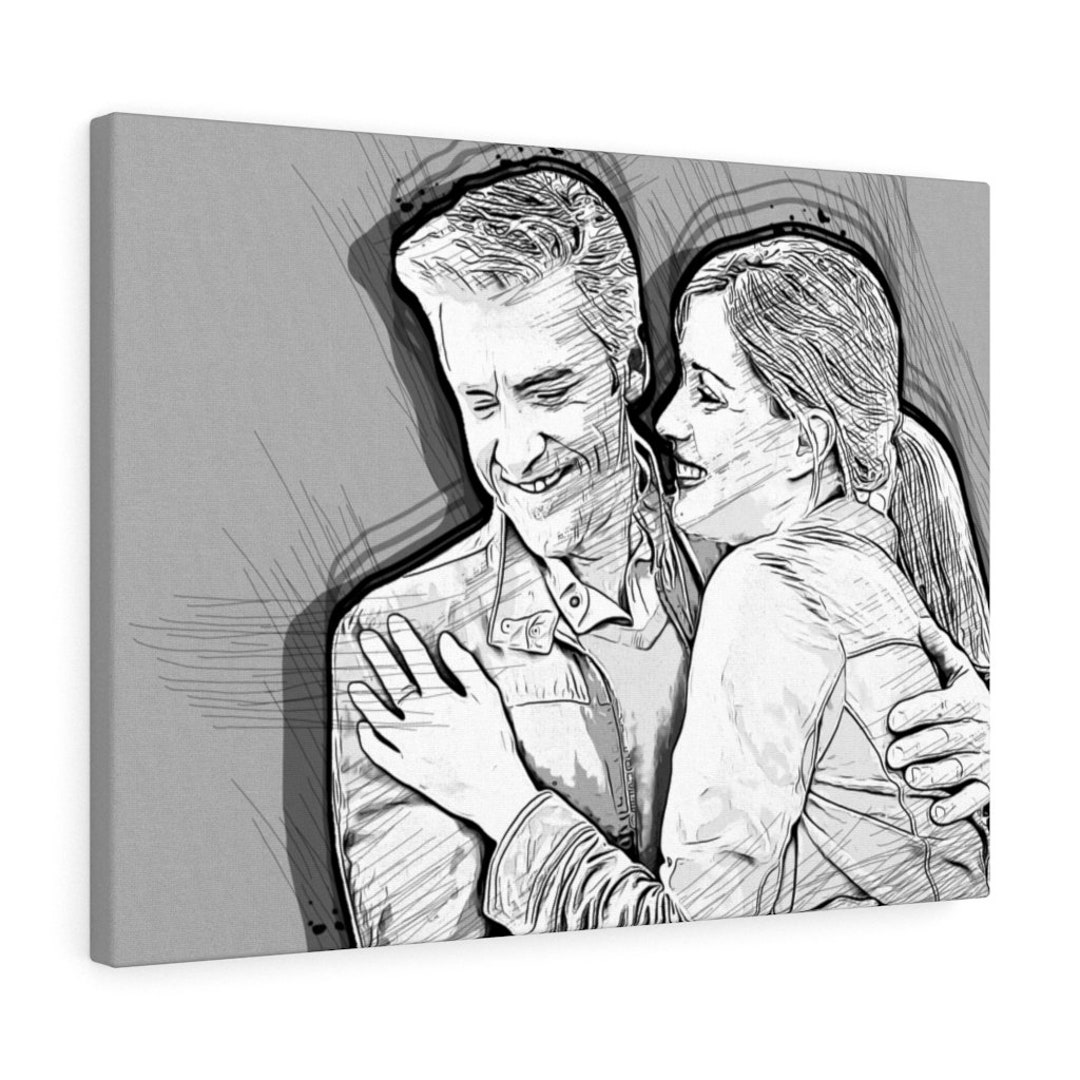 Custom Bold Sketch Portrait: Black & White Canvas Art (digital Option ...