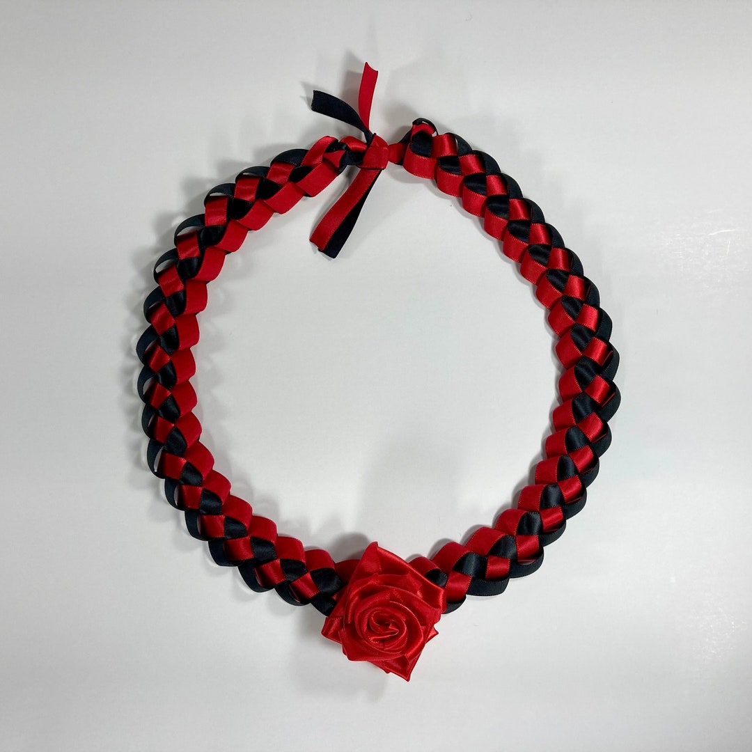 Ribbon Lei Rose Flower Handmade Red and Black Toddler and Young Child ...