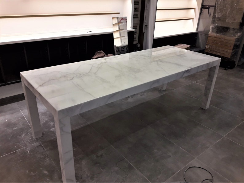 White Marble Dining Table - Etsy