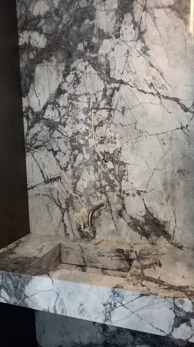 Invisible Grey Marble Countertop With Basin - Etsy