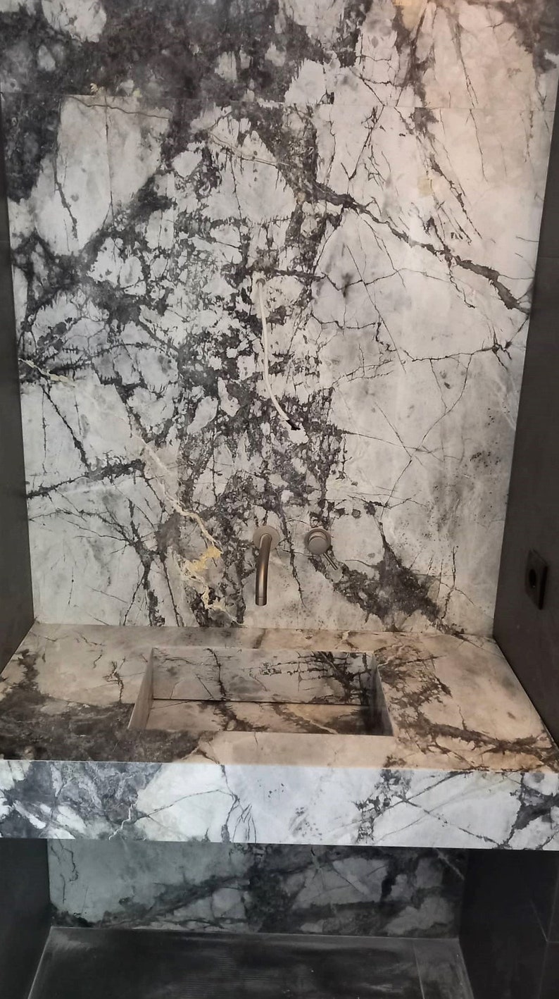 Invisible Grey Marble Countertop With Basin - Etsy