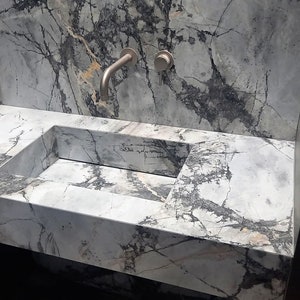 Invisible Grey Marble Countertop With Basin - Etsy