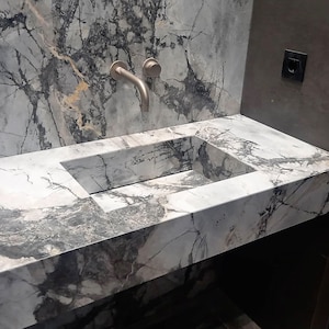 Invisible Grey Marble Countertop With Basin - Etsy