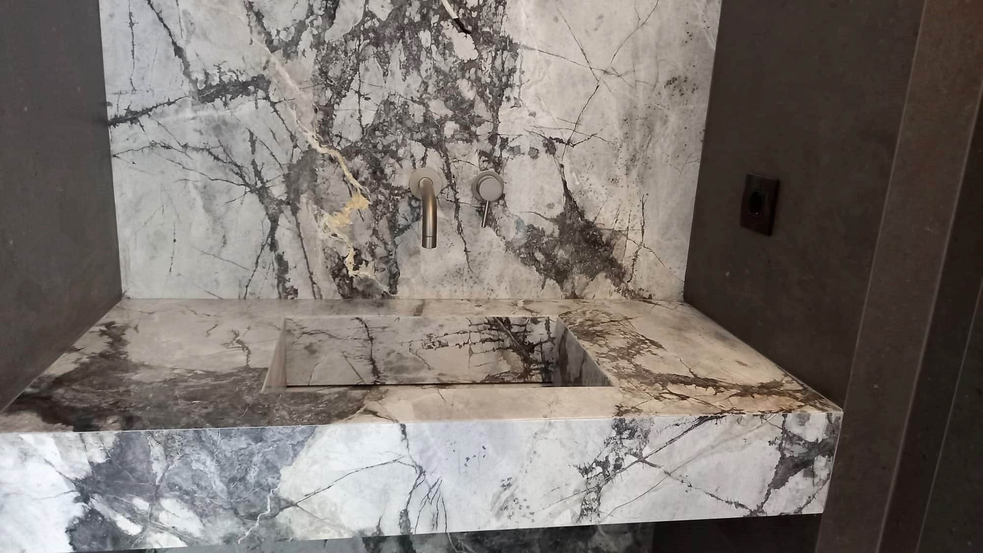 Invisible Grey Marble Countertop With Basin - Etsy