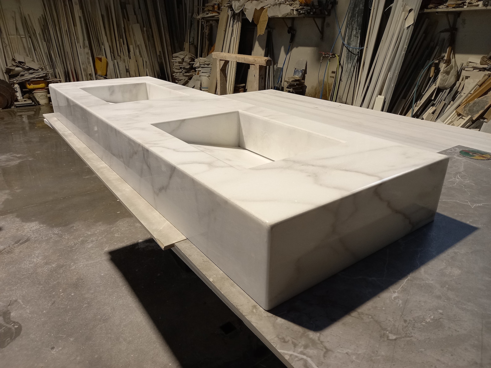 White Marble Double Basin Countertop - Etsy
