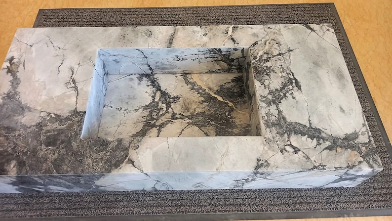 Invisible Grey Marble Countertop With Basin - Etsy