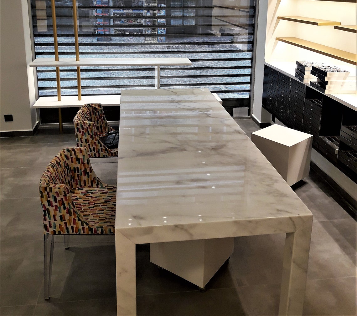 White Marble Dining Table - Etsy