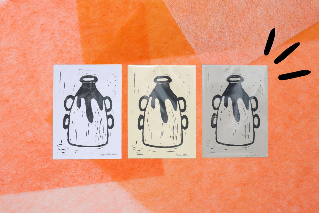 Ceramic Vase Lino Block Art Print - Hand Printed Original Wall Decor - Etsy