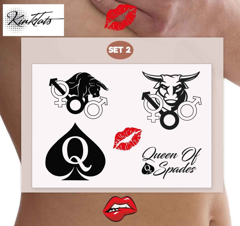 4 Hotwife Qos Bull Temporary Tattoos Representing The Alpha Etsy Hong