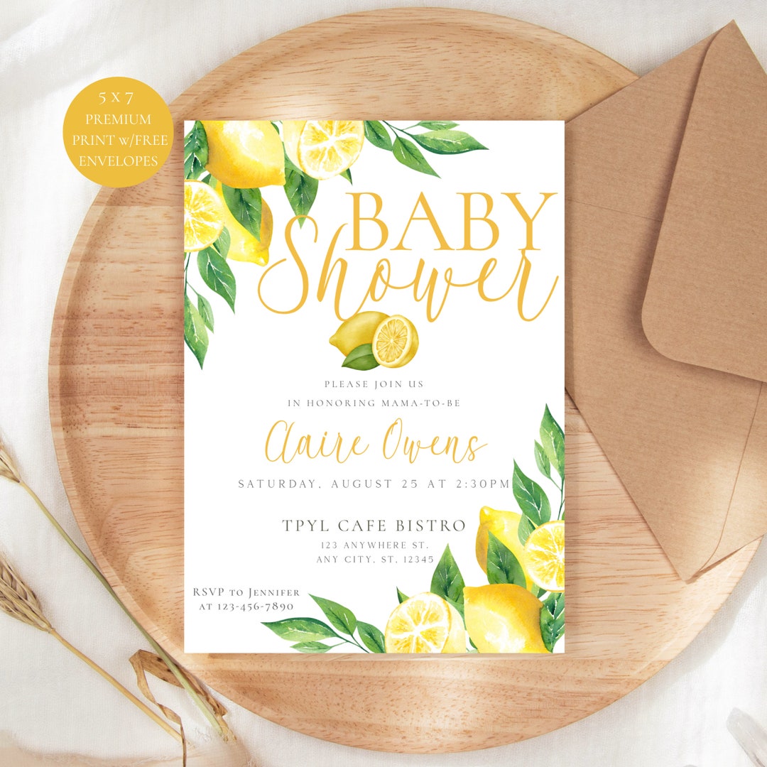 Lemon Baby Shower Invitation by Mail, Citrus Baby Shower Invitation ...