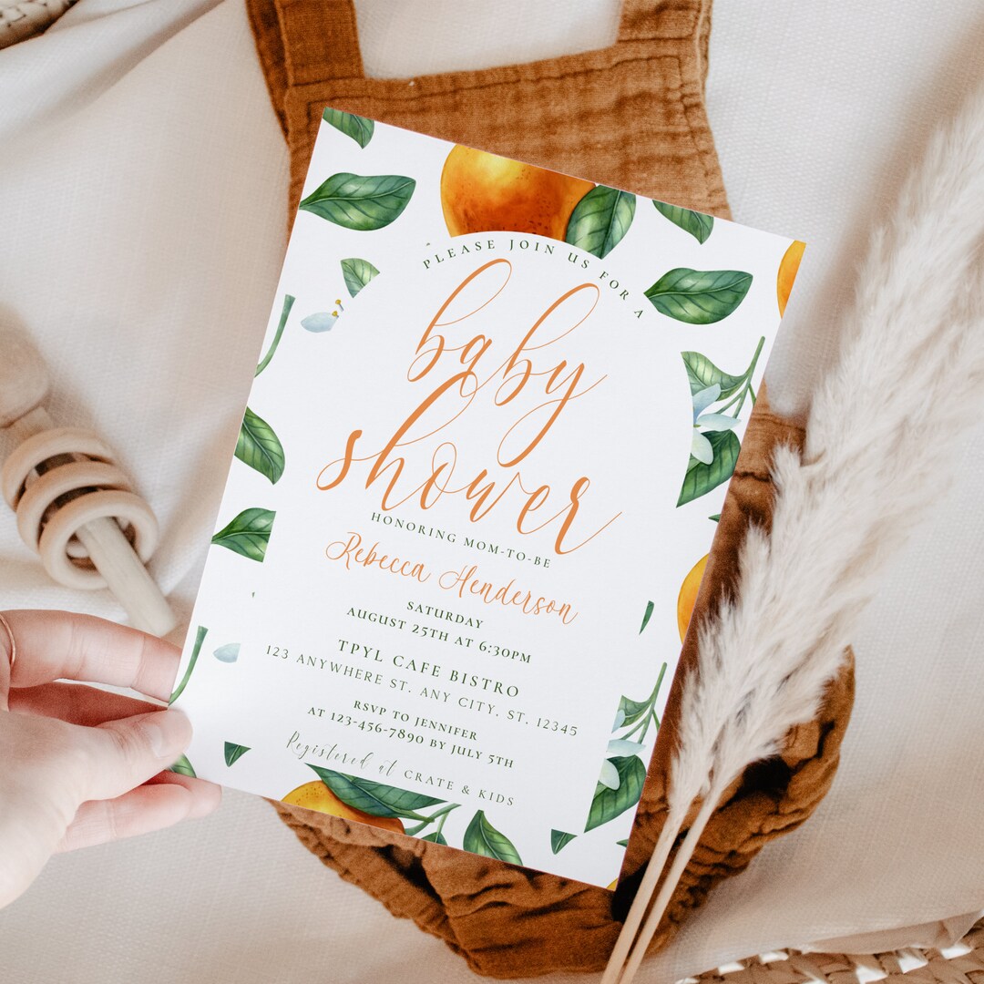Citrus Baby Shower Invitation Orange Blossom Baby Shower Invitation ...