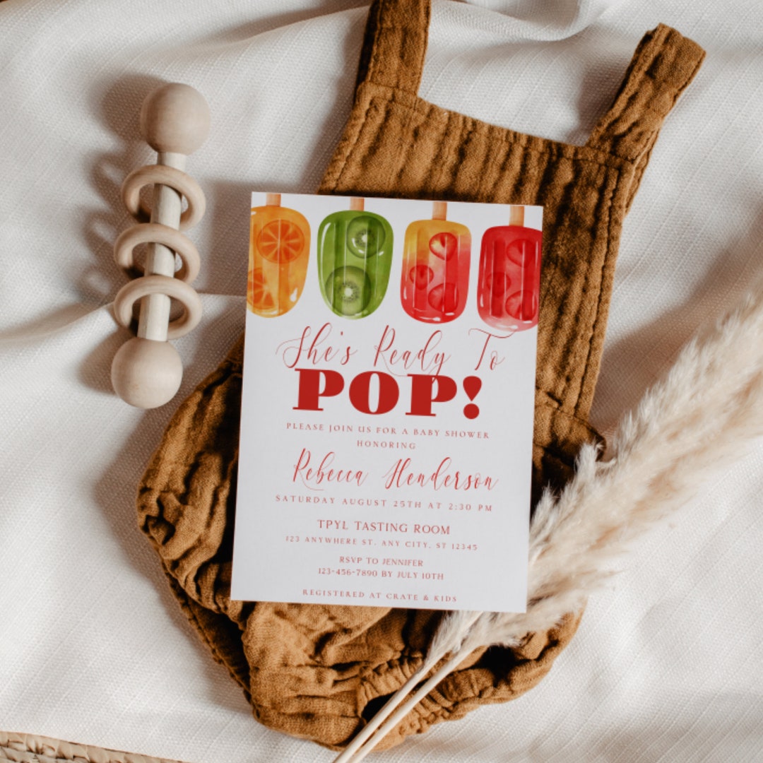 Shes Ready to Pop Baby Shower Digital Invitation, Popsicle Invite for ...