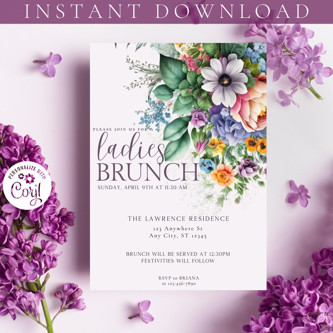 Ladies Brunch Invitation Digital, Mothers Day Brunch Invitation, Ladies ...