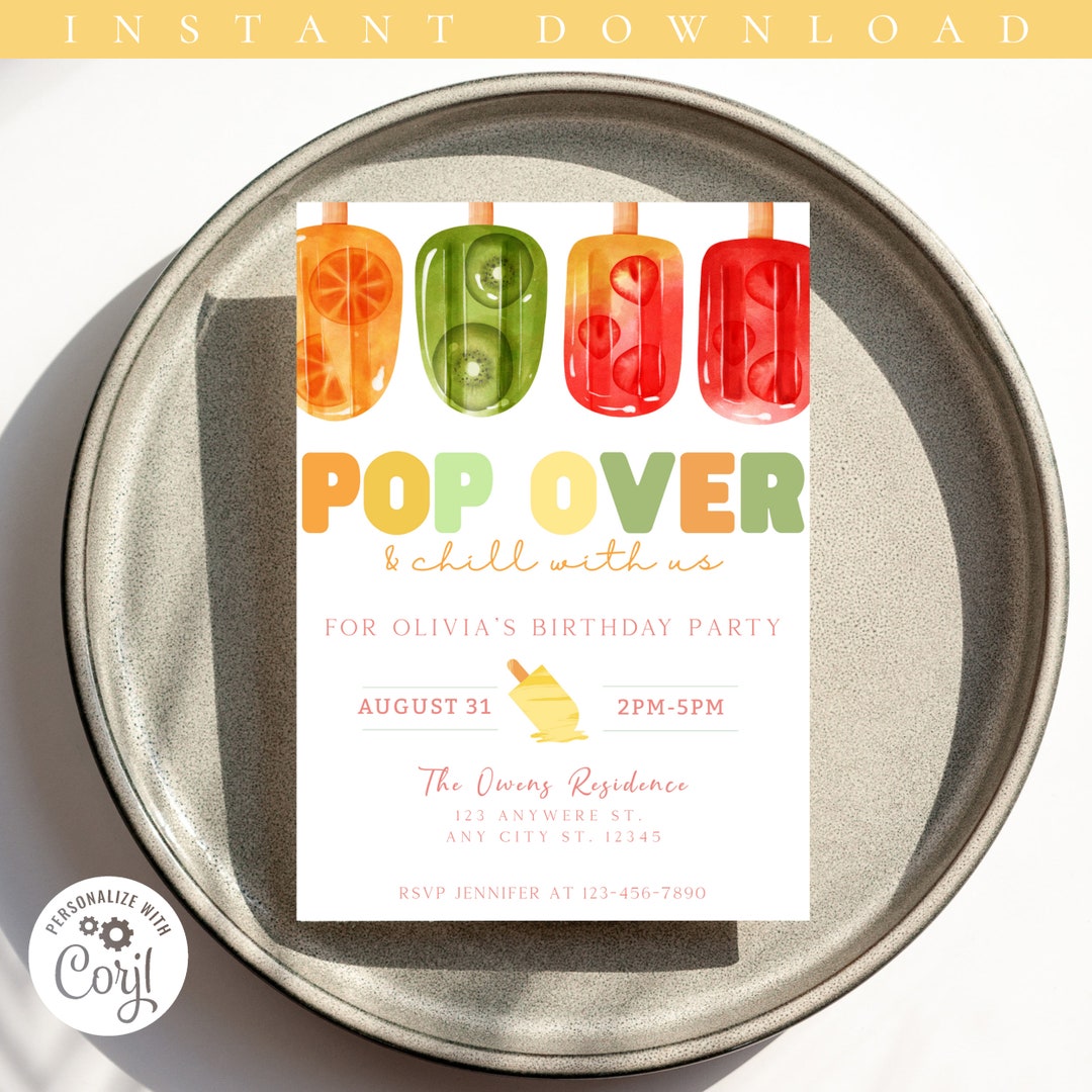 Popsicle Birthday Party Invitation, Kids Birthday Party Invitation ...