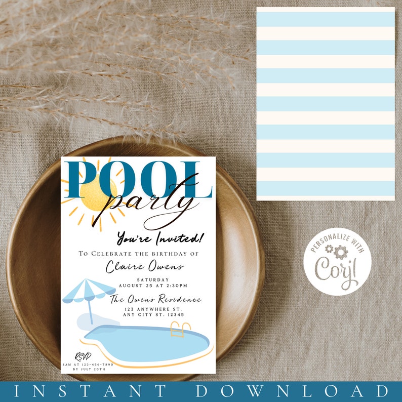 Pool Party Invitation Birthday Pool Party Invitation Pool - Etsy