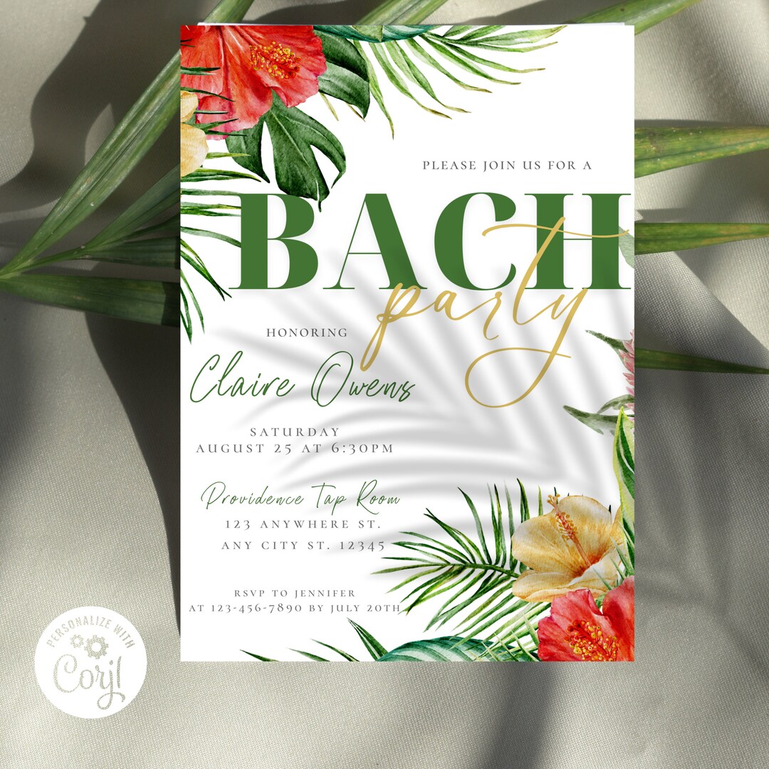 Bachelorette Party Invitation Template, Bach Party Invitation Digital ...