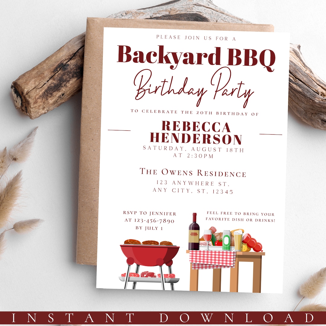Backyard BBQ Birthday Party Invitation BBQ Party Digital Download ...