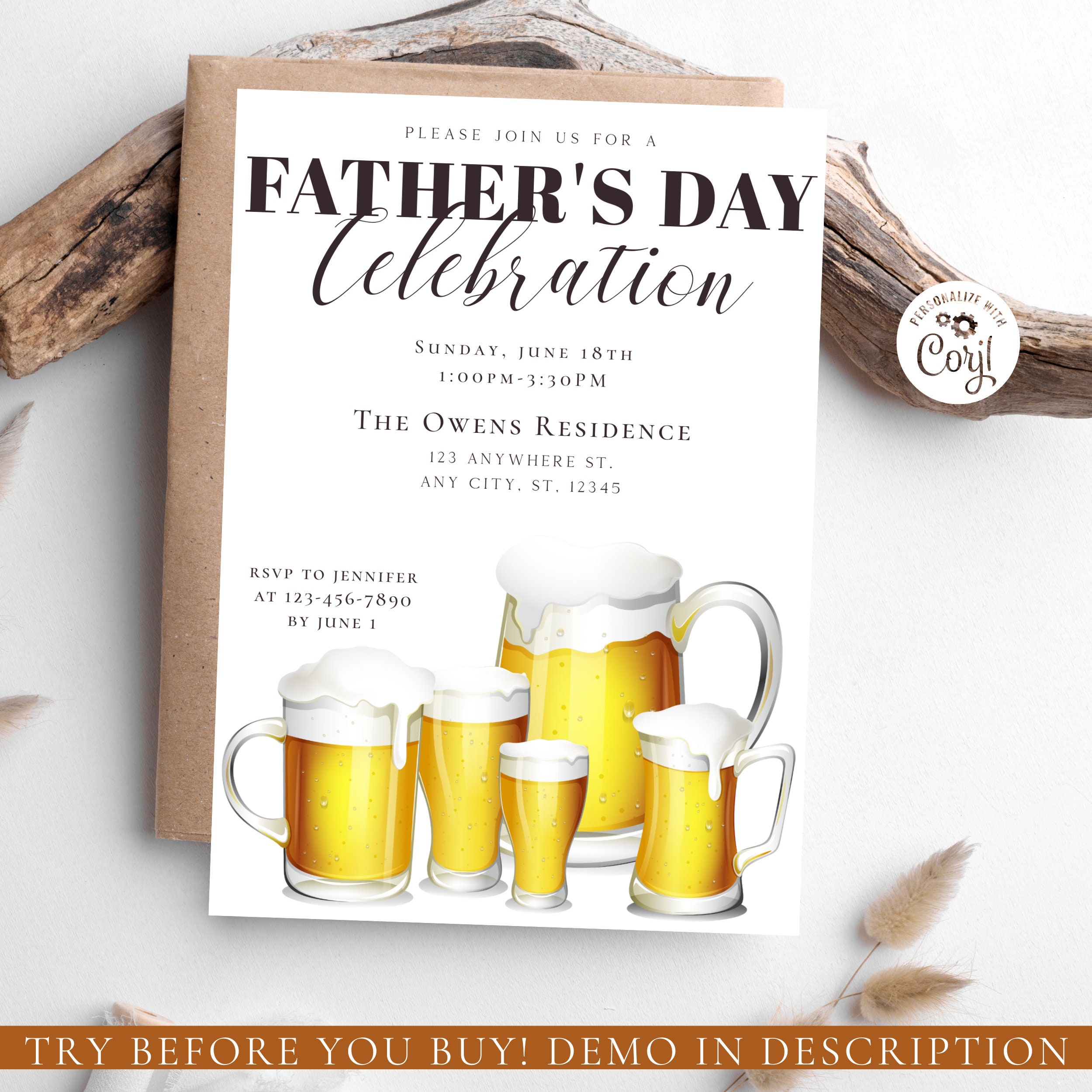 Fathers Day Invitation Fathers Day Party Invitation - Etsy